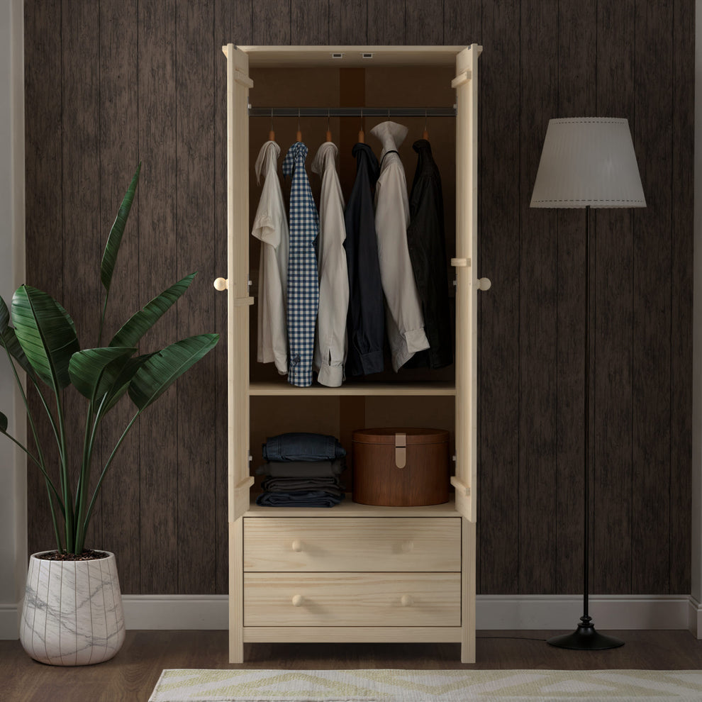 Wardrobe 2 Door and 2 Dresser Unfinished – Fromthetreefurniture