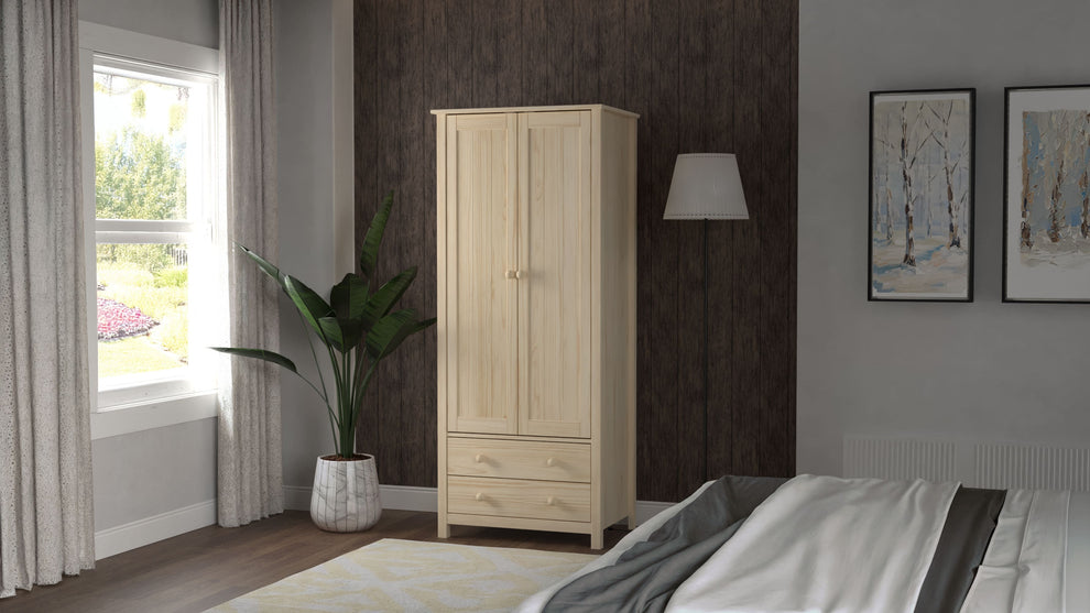 Wardrobe 2 Door and 2 Dresser Unfinished – Fromthetreefurniture